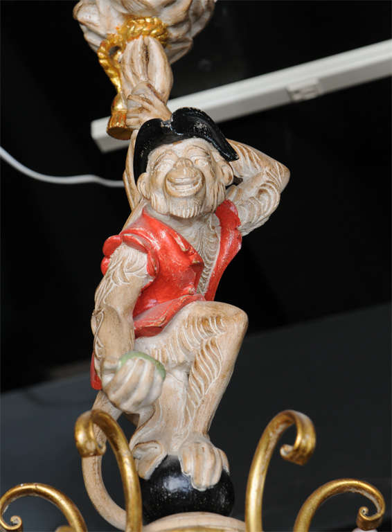 Vintage Hand Carved Monkey Chandelier at 1stDibs | monkey chandelier ...