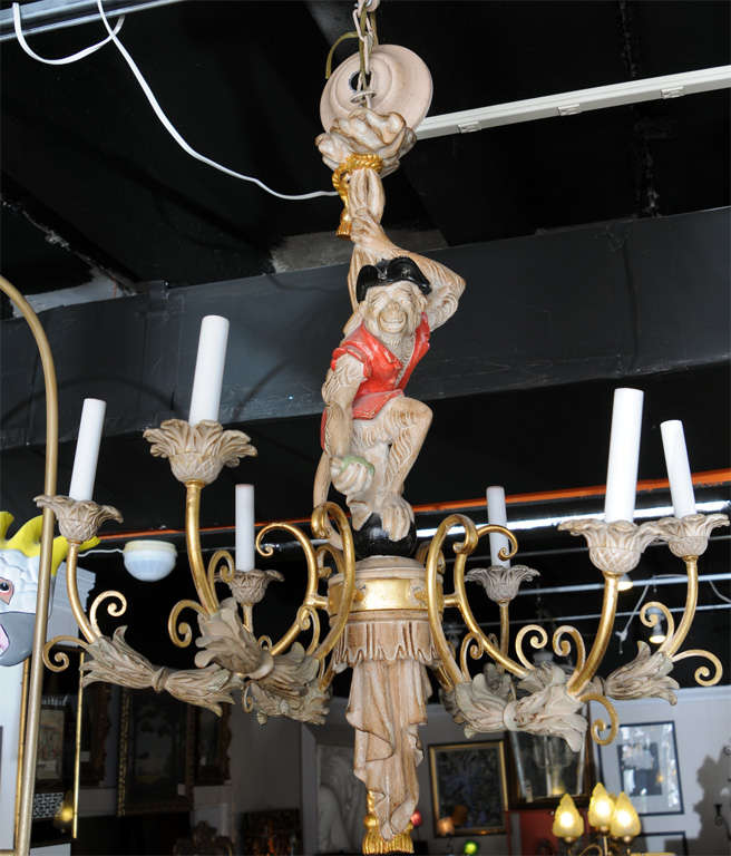 Vintage Hand Carved Monkey Chandelier at 1stDibs | monkey chandelier ...