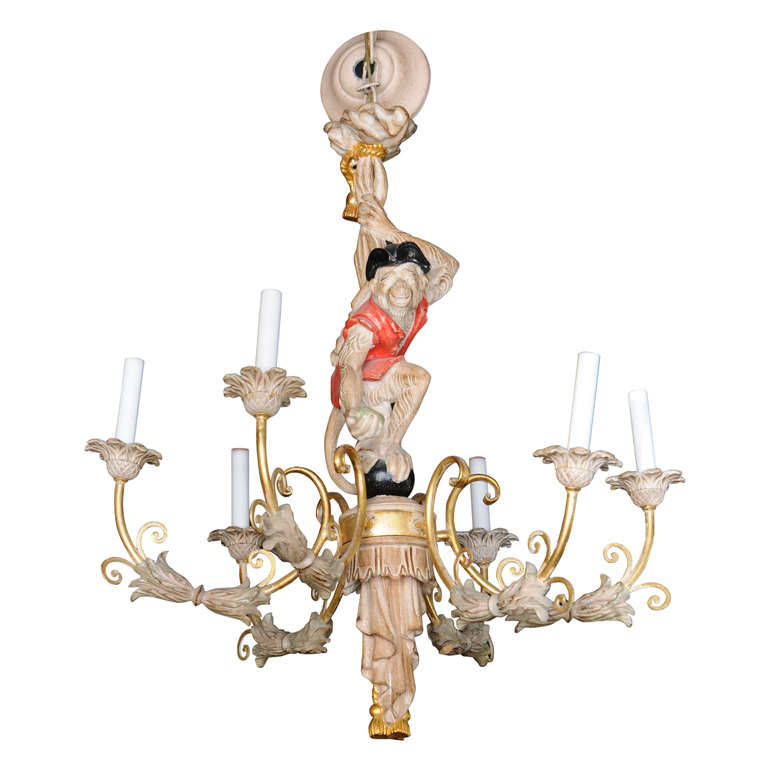 Vintage Hand Carved Monkey Chandelier at 1stDibs | monkey chandelier ...