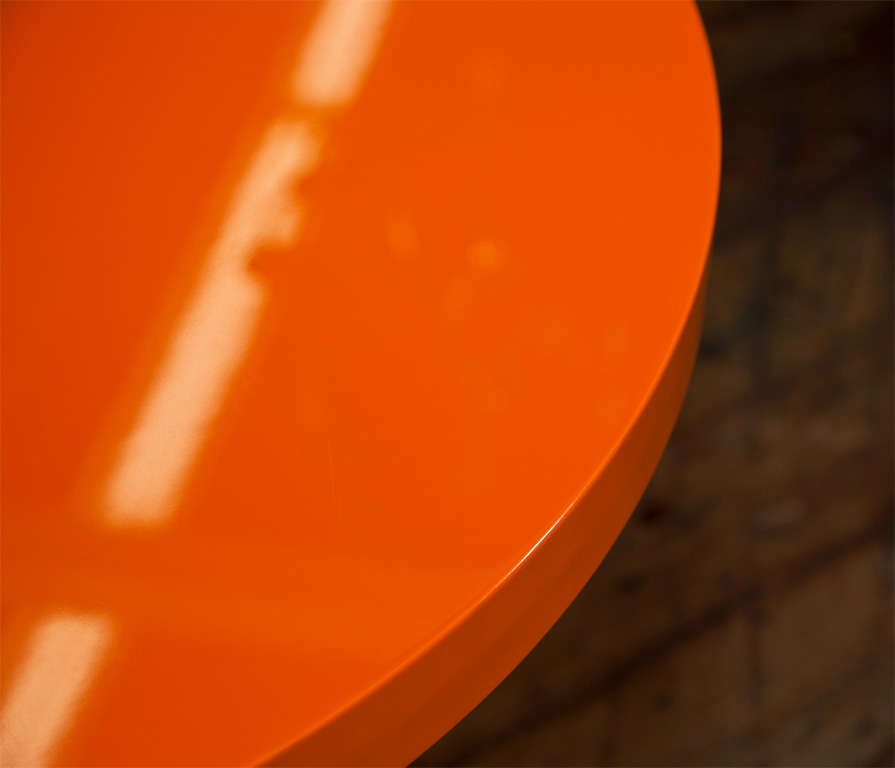 Pair Of Orange Lacquer Round Mid Century Tables at 1stDibs