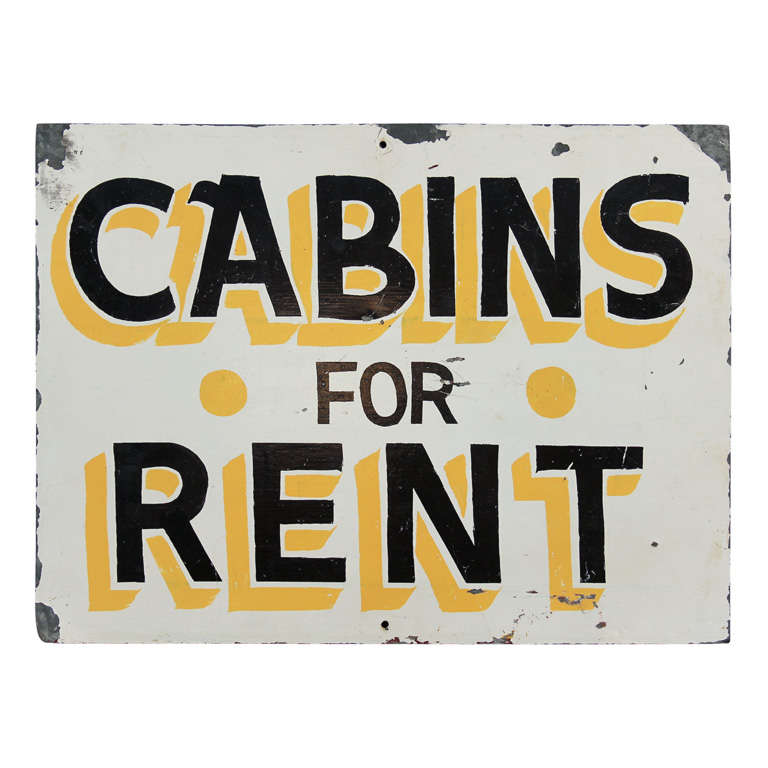 Hand-Painted 'Cabins For Rent' Sign at 1stDibs | signs for cabins