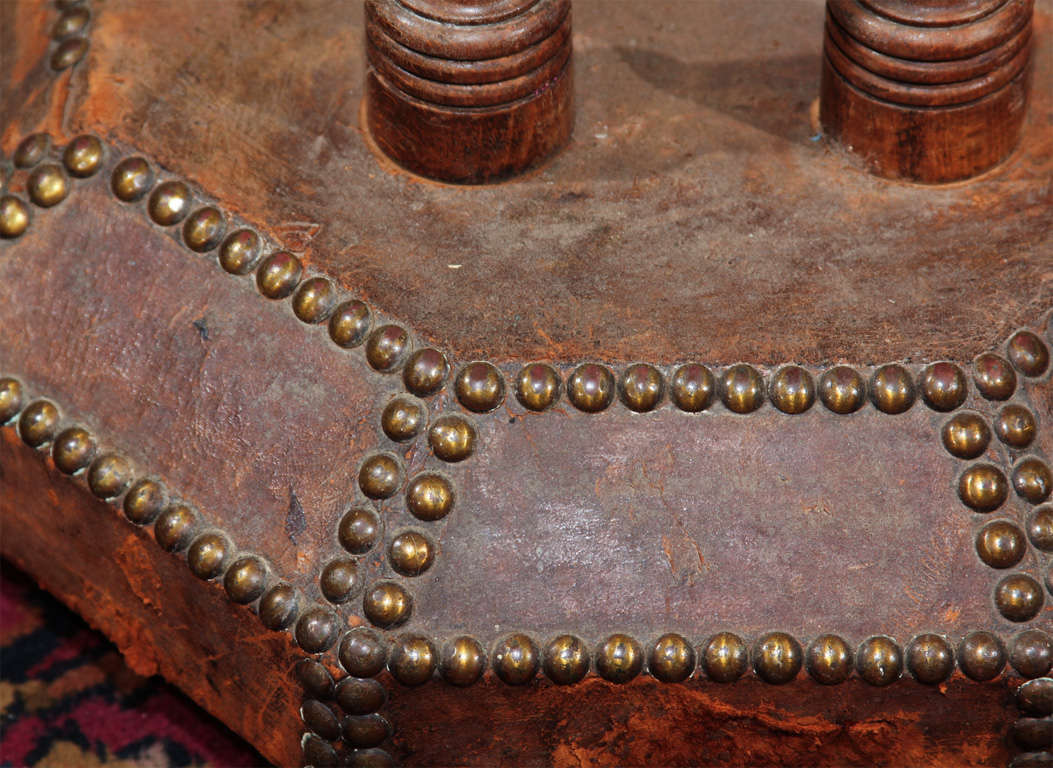 french leather and nailhead side table at 1stDibs