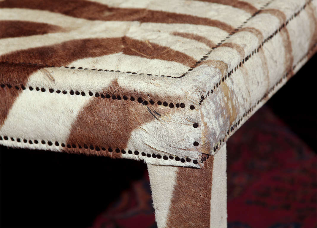 custom coffee/cocktail table upholstered in vintage zebra hide at ...