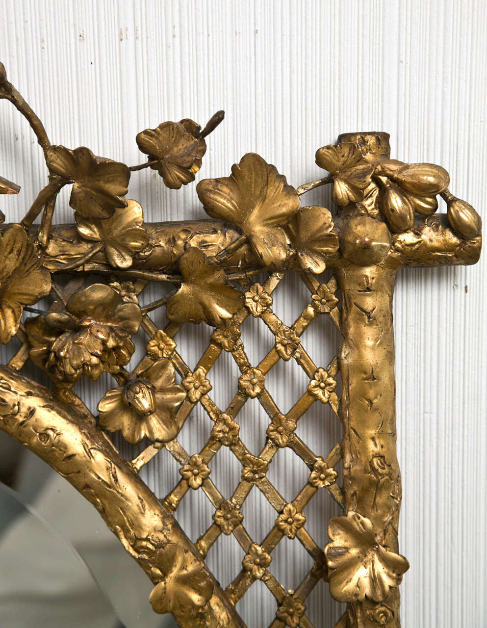 Gilt Wood Mirror With Bird and Floral Motif at 1stDibs