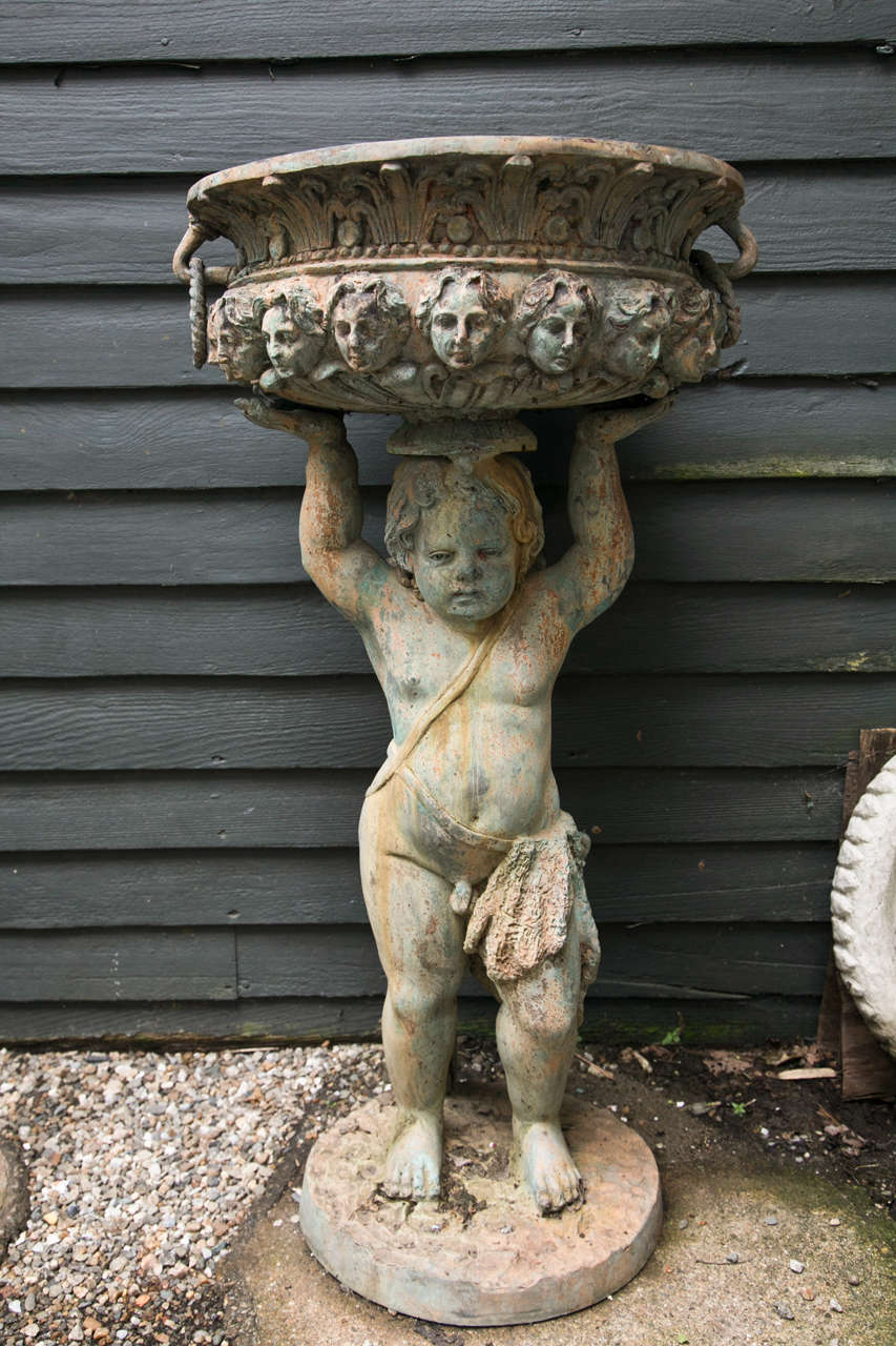 Pair Bronze Putti Planters at 1stDibs