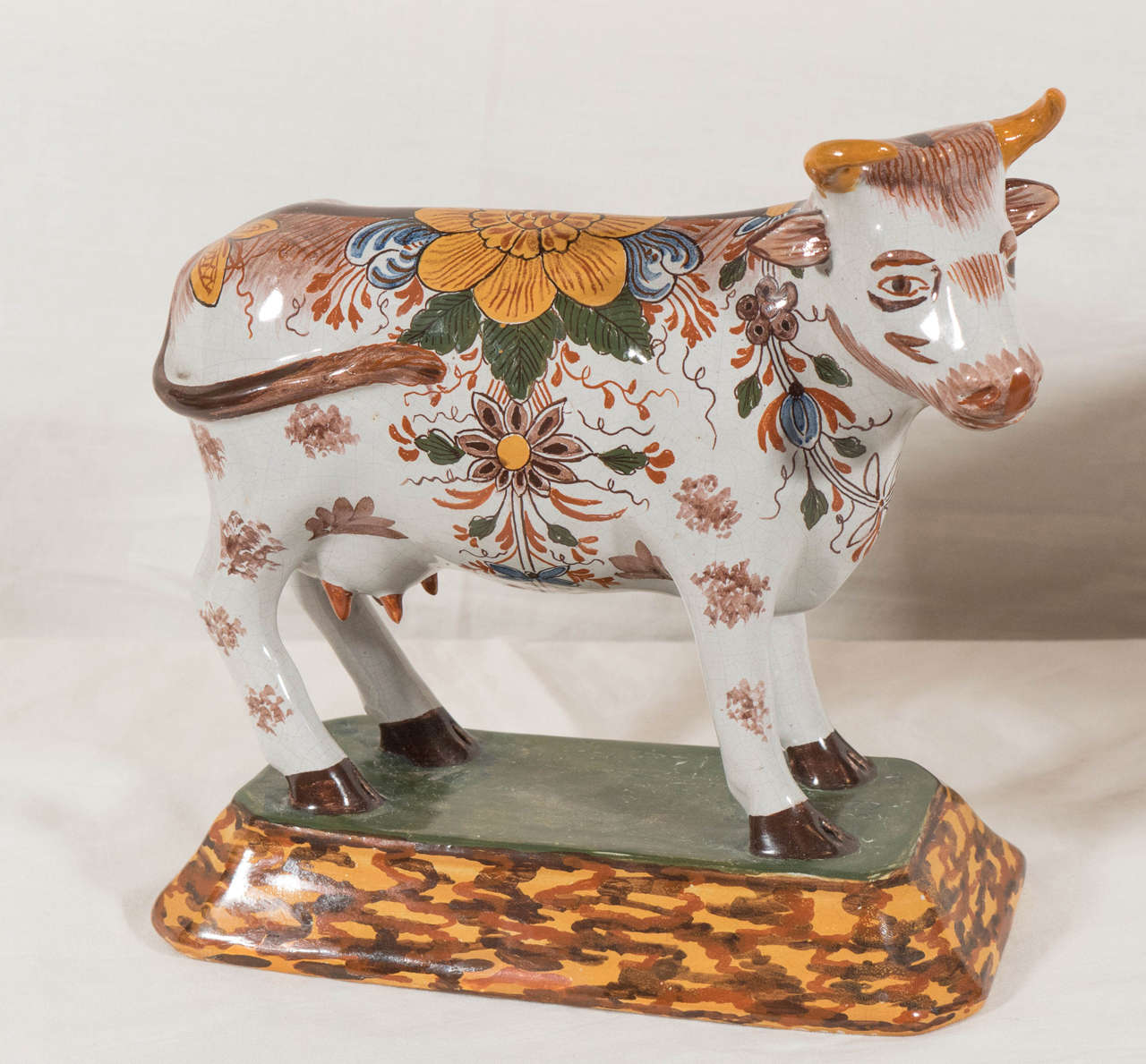 Pair of Polychrome Dutch Delft Cows at 1stDibs