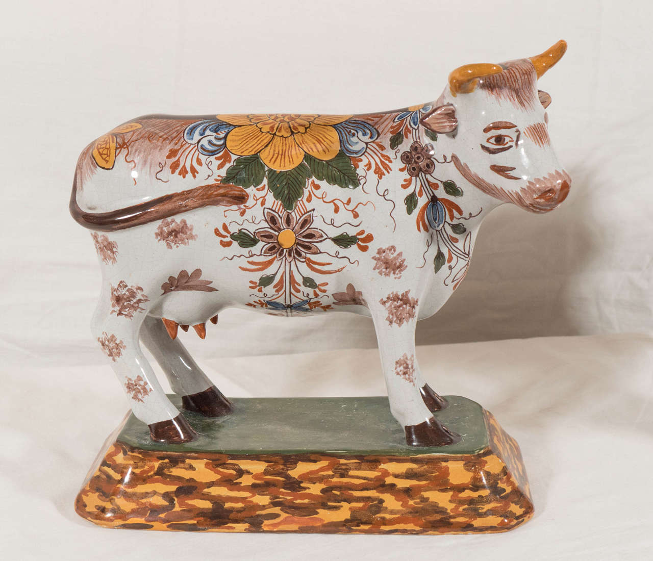 Pair of Polychrome Dutch Delft Cows at 1stDibs
