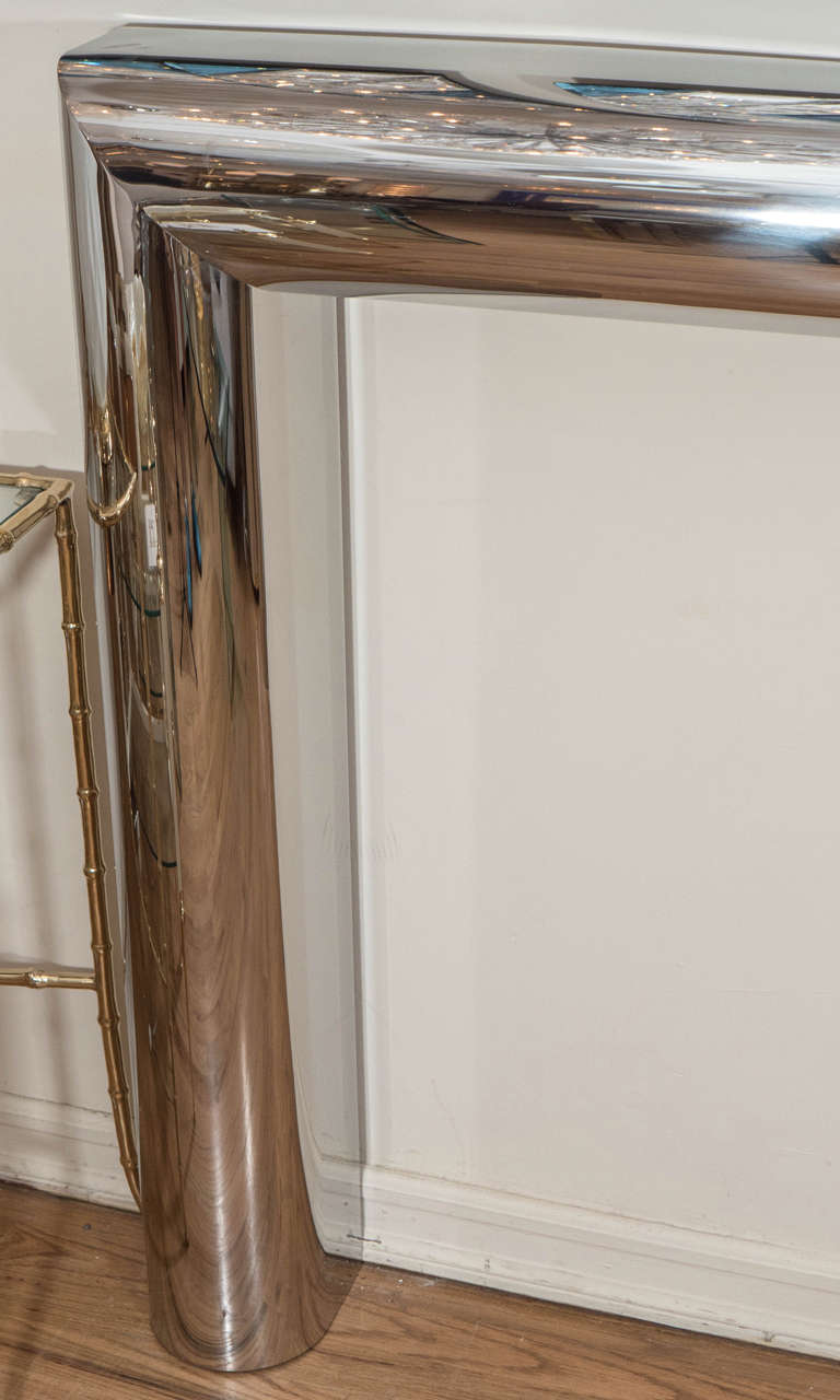 Polished stainless steel fire place surround at 1stDibs