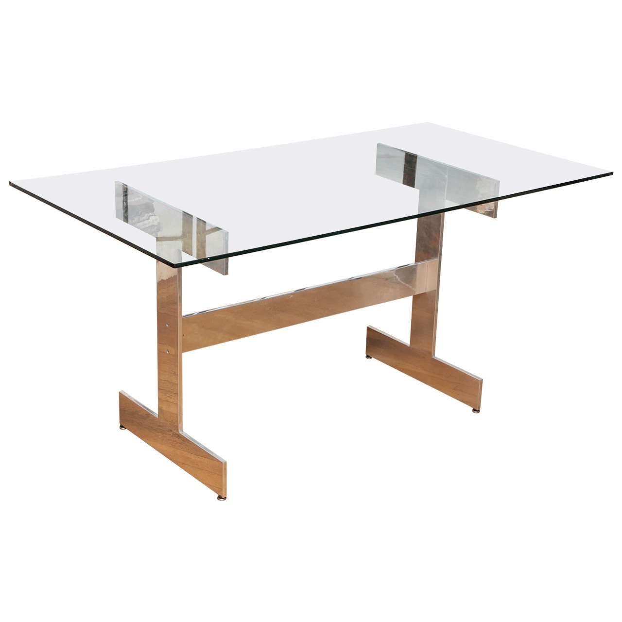 Vintage Chrome and Glass Table, circa 1970 at 1stDibs