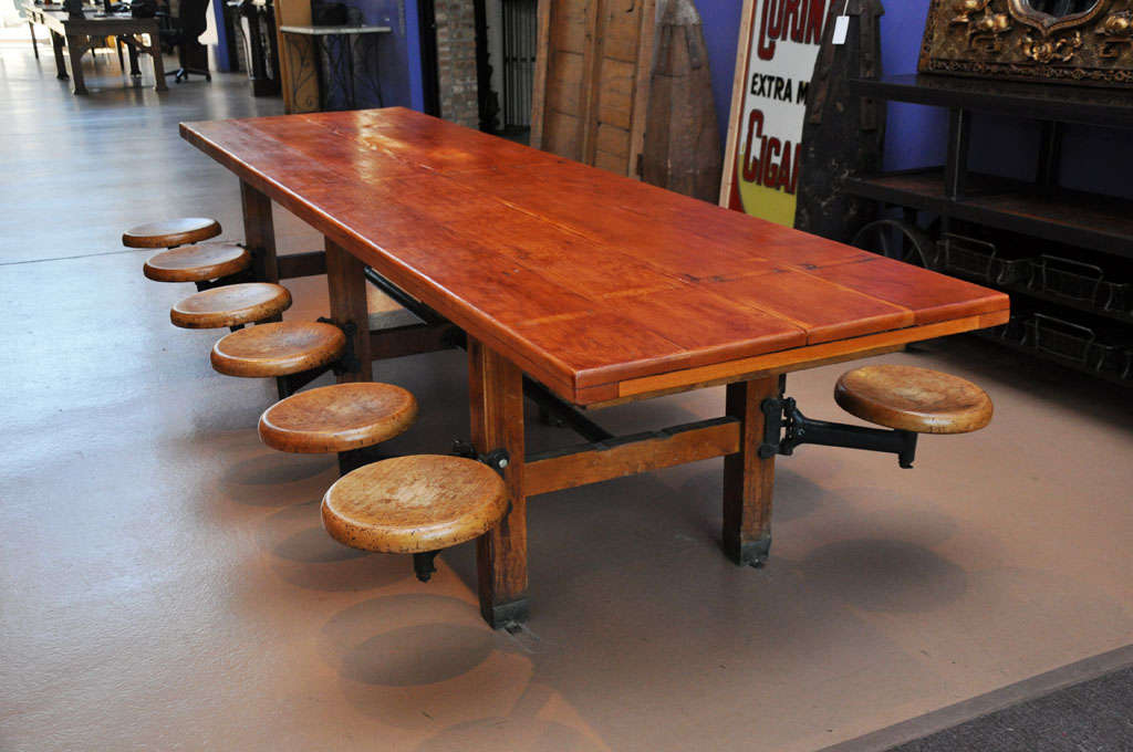 Table with attached seats at 1stDibs