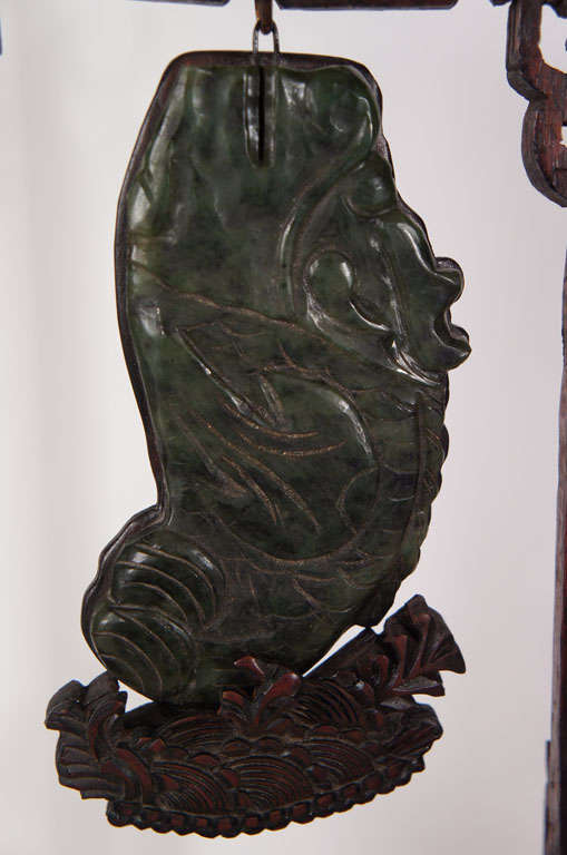 19th Century Nephrite Jade Carved Plaque on Stand For Sale at 1stDibs