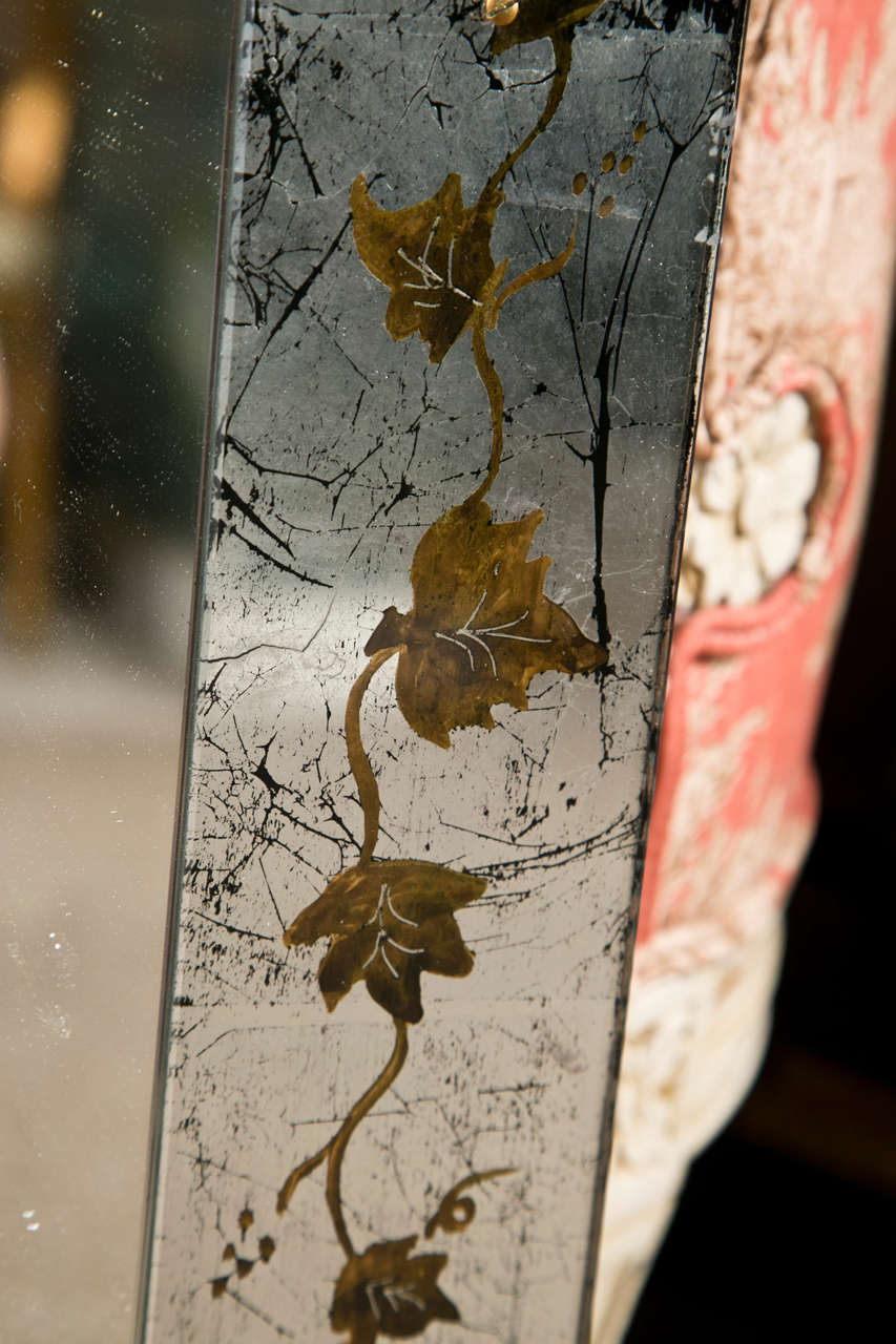 Pair of Eglomise Glass Scalloped Mirrors at 1stDibs