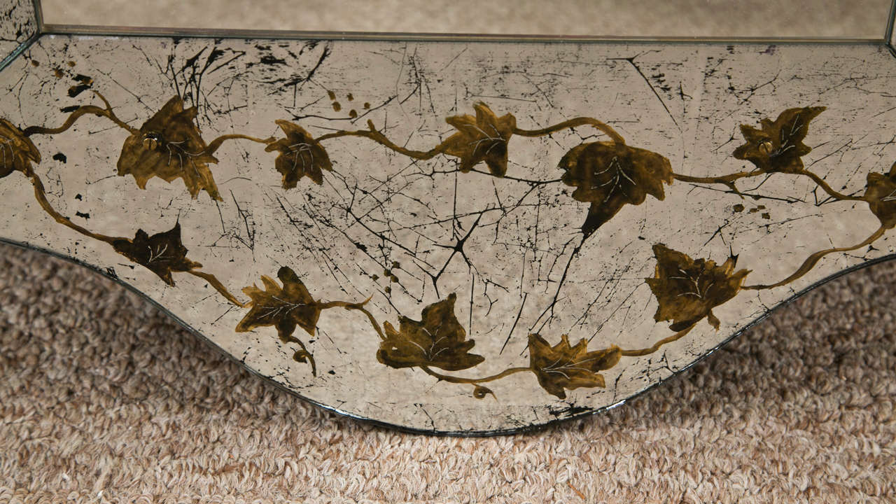 Pair of Eglomise Glass Scalloped Mirrors at 1stDibs