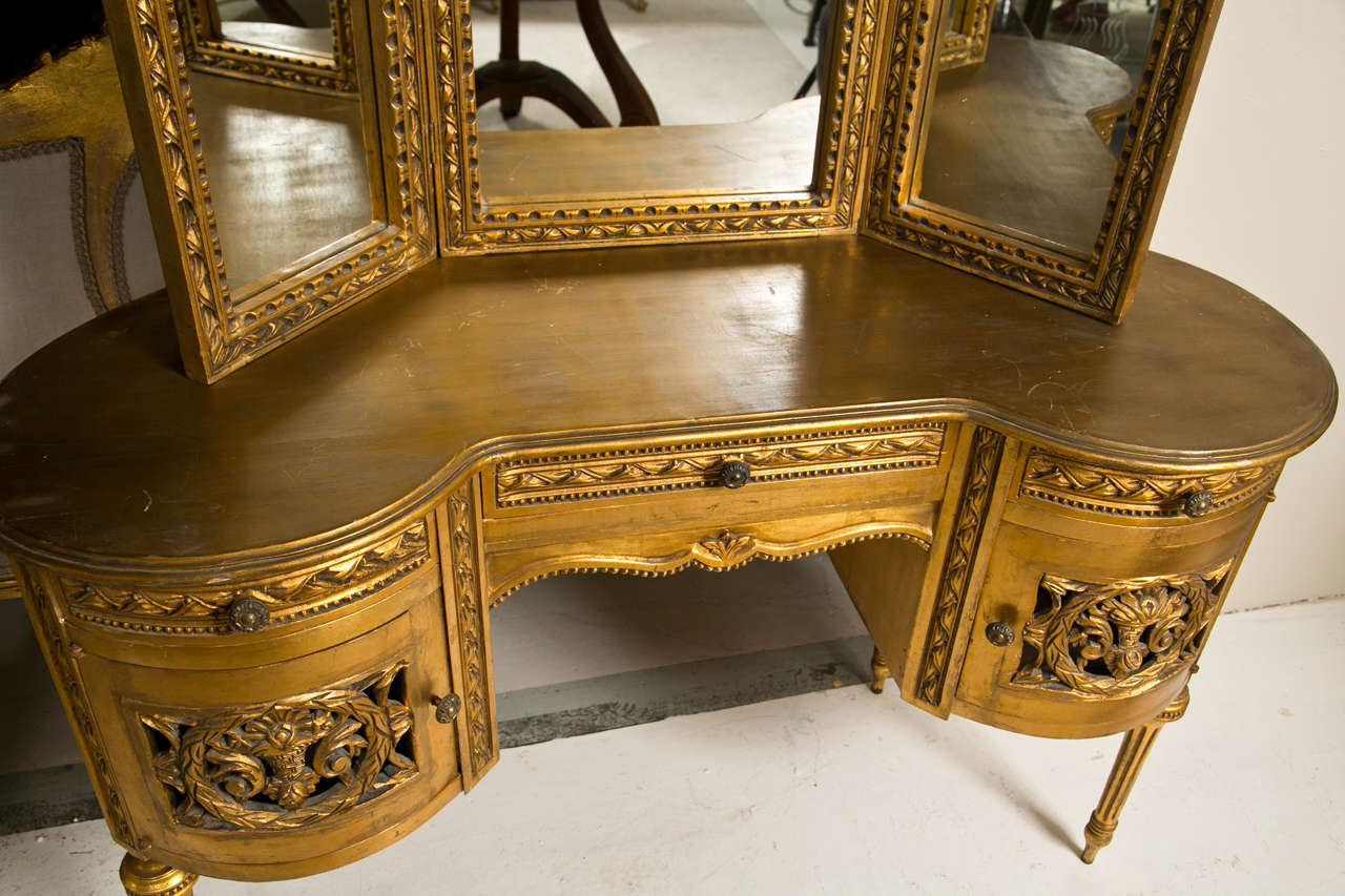 French Louis XVI Style Gilded Vanity at 1stDibs | louis xvi vanity