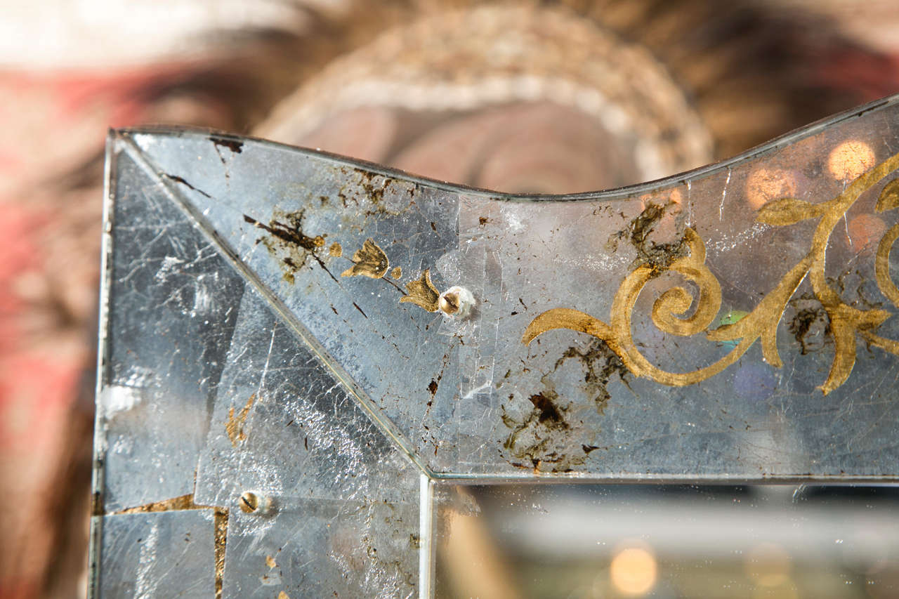 Pair of Eglomise Glass Mirrors at 1stDibs