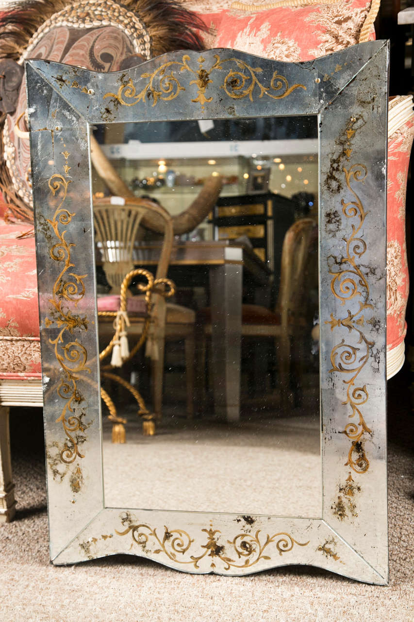 Pair of Eglomise Glass Mirrors at 1stDibs