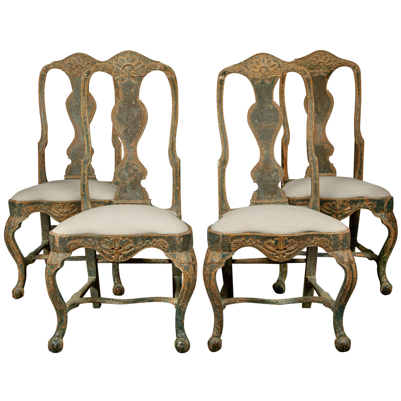 Set of Four 18th Century Rococo Style Chairs at 1stDibs