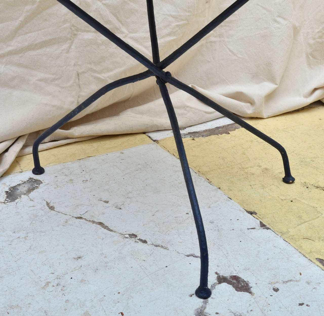 French Blue Painted Round Folding Garden Table at 1stDibs