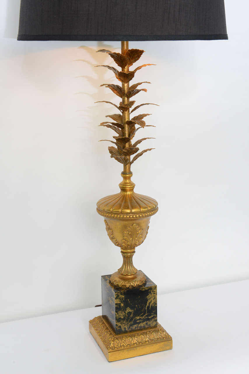 Pair of 1950s Modern Neoclassical Style Gilt and Faux Marble Table ...