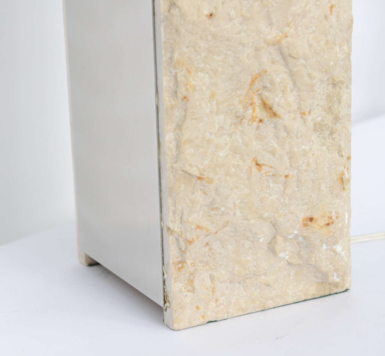 Modernist Rough Cut Marble and Polished Aluminium Architectural Pylon ...