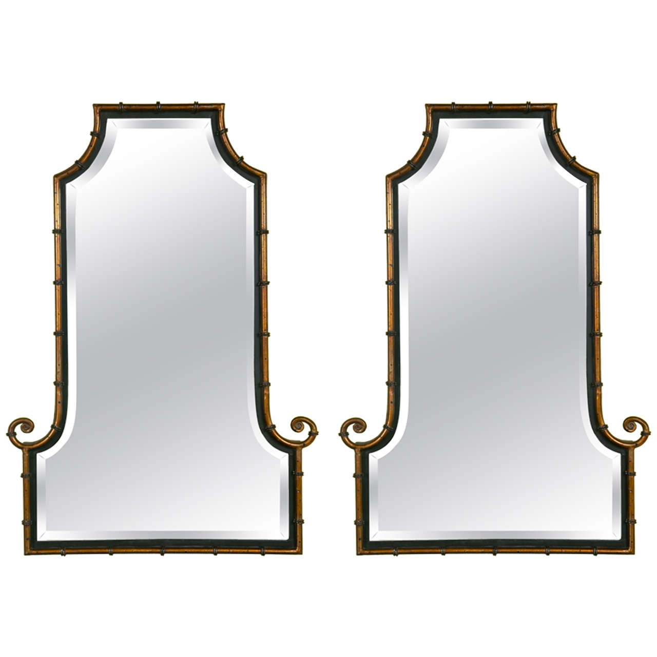 Pair of Vintage Faux Bamboo Style Mirrors at 1stDibs