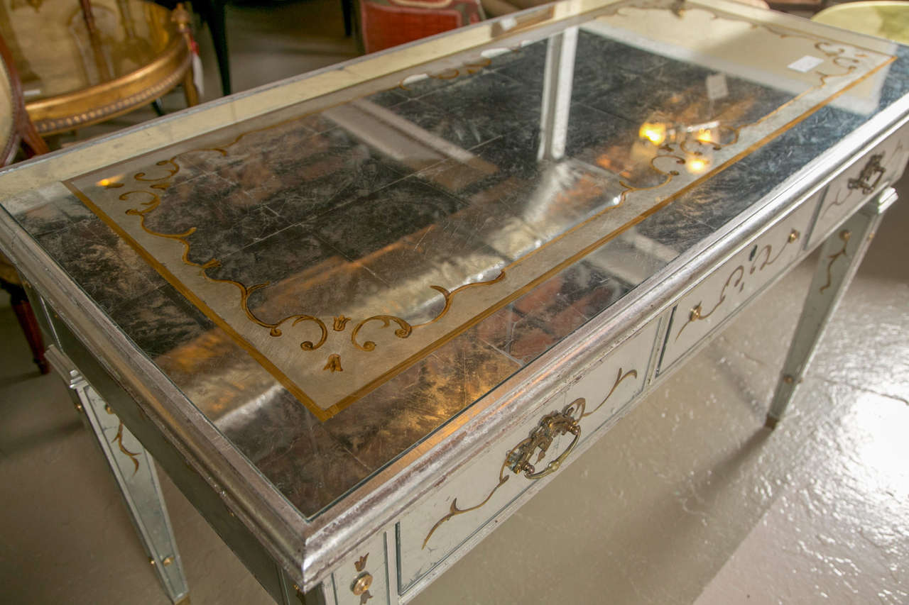 Verre Eglomise Desk or Vanity by Maison Jansen at 1stDibs