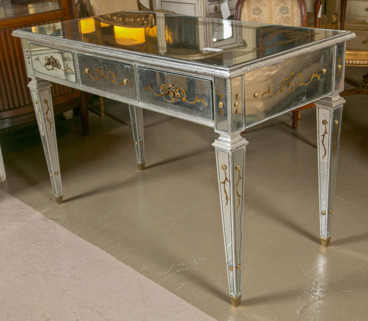 Verre Eglomise Desk or Vanity by Maison Jansen at 1stDibs