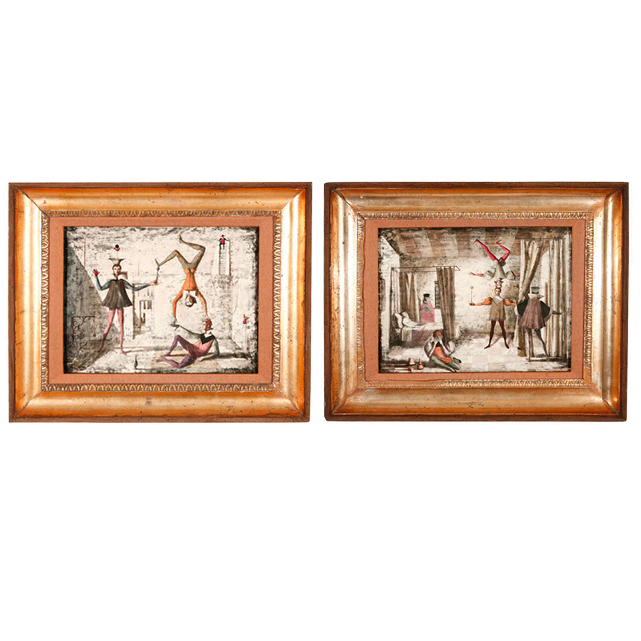 Pair of Surrealist Paintings by Giorgio Perfetti at 1stDibs
