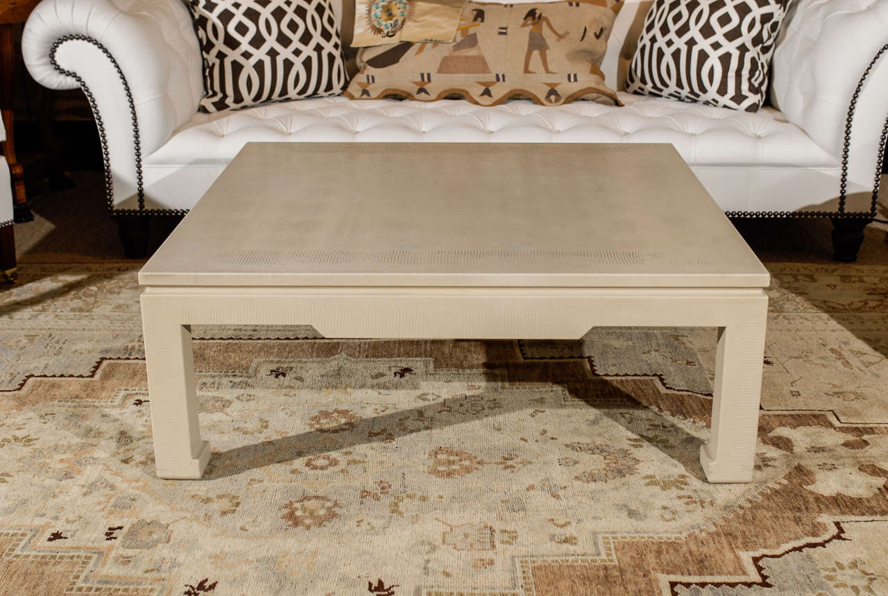 Karl Springer Style Snakeskin Coffee Table at 1stDibs