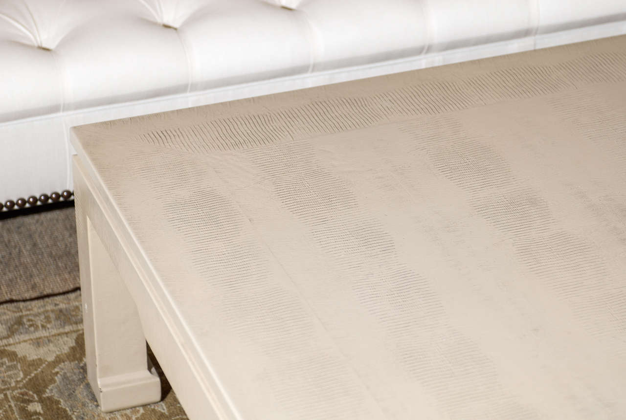 Karl Springer Style Snakeskin Coffee Table at 1stDibs