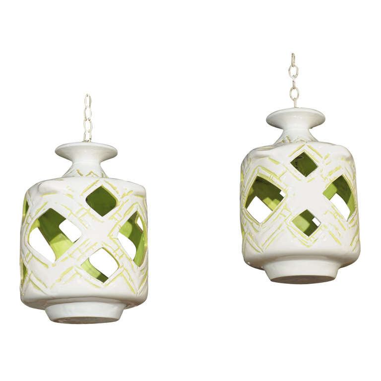 Ceramic "Lattice" Pendants at 1stDibs