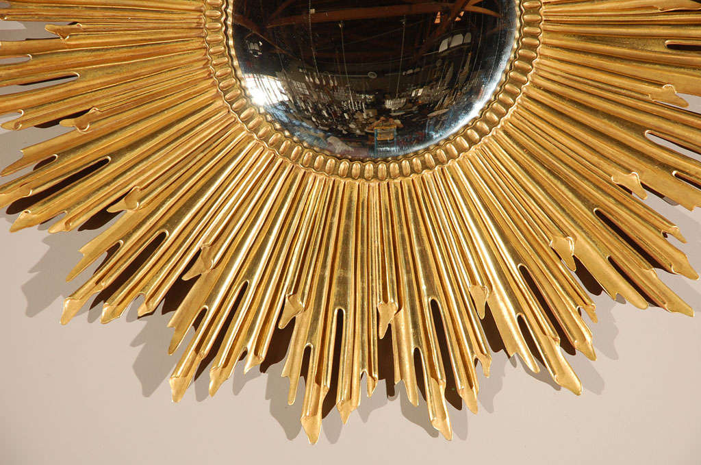 Large Gold Leaf Sunburst Mirror at 1stDibs | large gold sunburst mirror ...