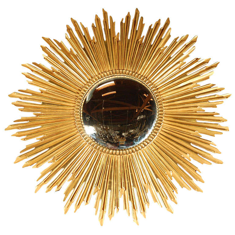 Large Gold Leaf Sunburst Mirror at 1stDibs | large gold sunburst mirror ...