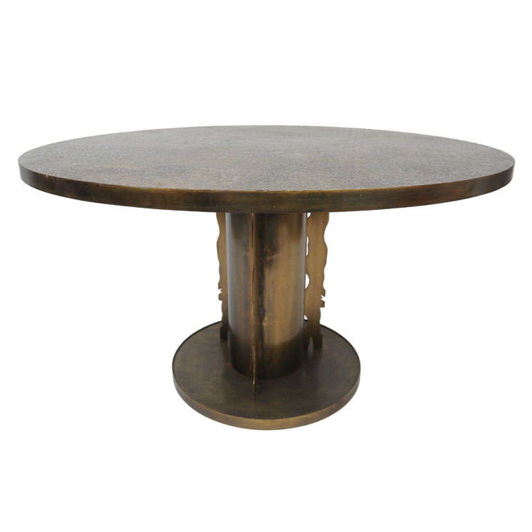 Laverne Etruscan Game Table in Acid Etched Bronze, 1960s at 1stDibs