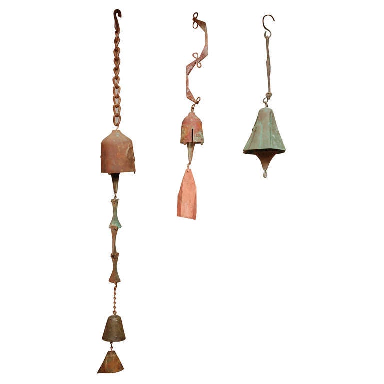 Set Of 3 Paolo Soleri Bronze "Windbells" at 1stDibs