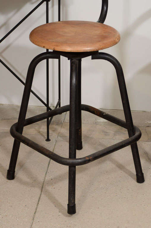 Antique French Wood Drafting Table and Stool For Sale at 1stDibs