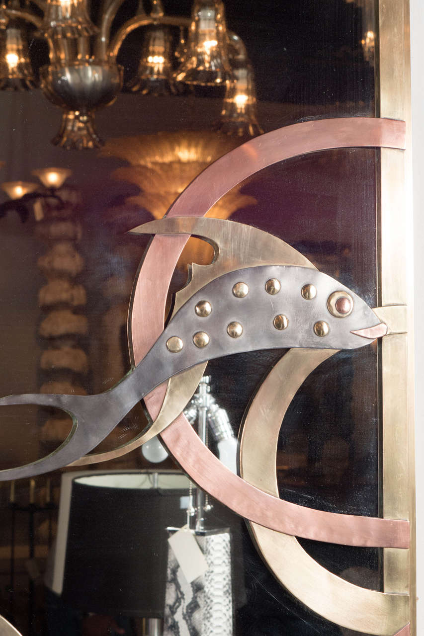 Art Deco Machine Age Fish and Aquatic Life Mirror by Bernard Fischer at ...