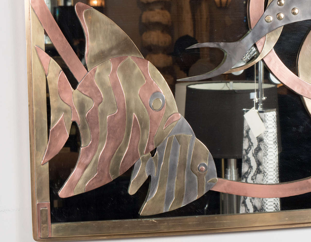 Art Deco Machine Age Fish and Aquatic Life Mirror by Bernard Fischer at ...