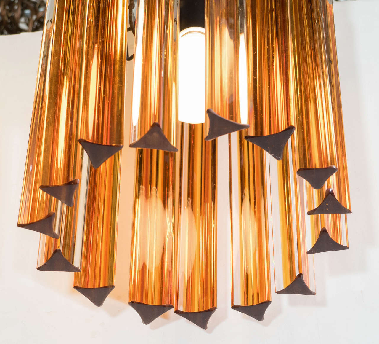 Mid-Century Murano Glass Amber Triedre Prism Chandelier at 1stDibs