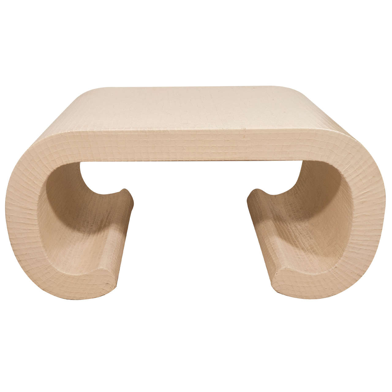 Modern Grasscloth Scroll Coffee Table in the Style of Karl Springer at ...