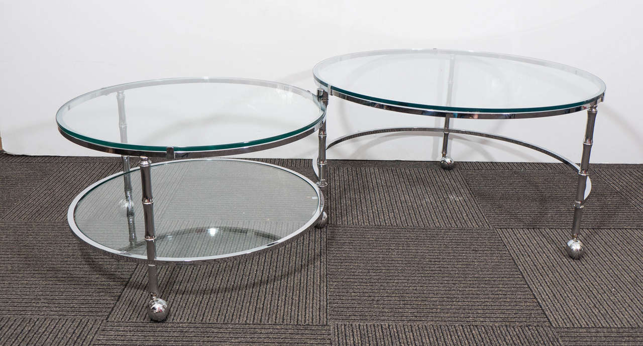 Midcentury Three-Tier Round Chrome Coffee Table in the Style of Milo ...