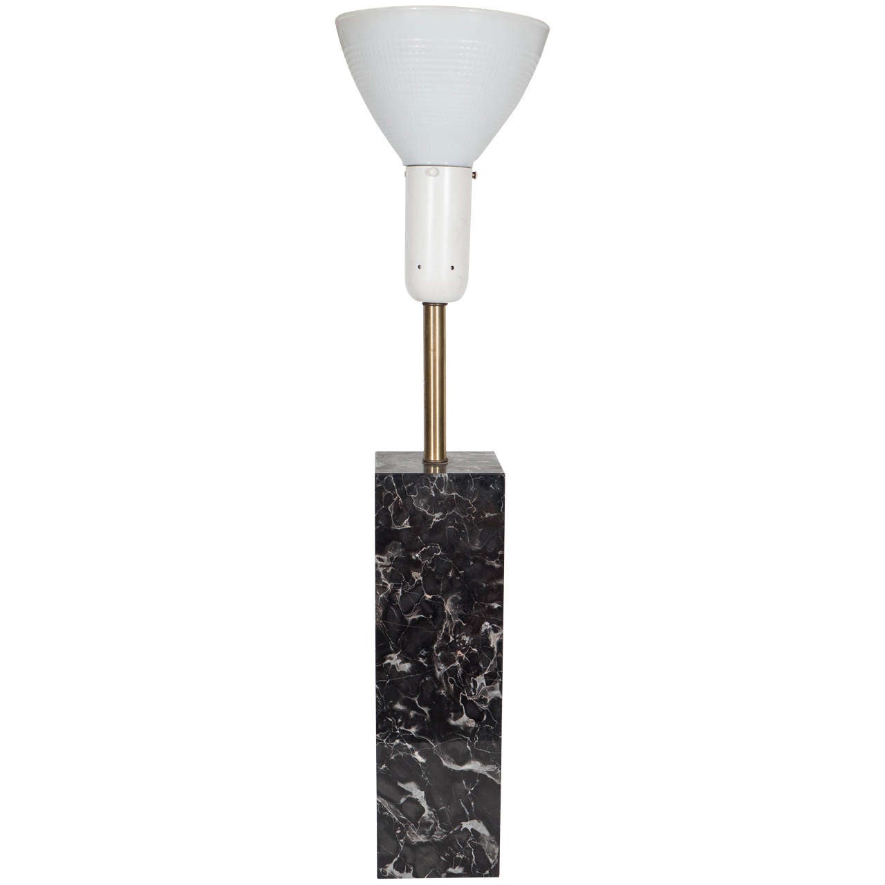 A Nessen Studio Black Marble Table Lamp with Milk Glass Shade at 1stDibs