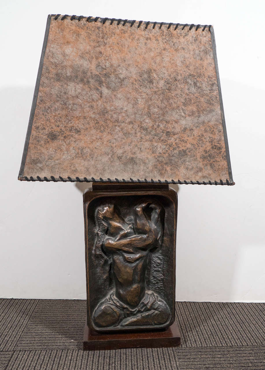 Hugo Robus Modernist Bronze Table Lamp for Silas Snider and Co. at 1stDibs