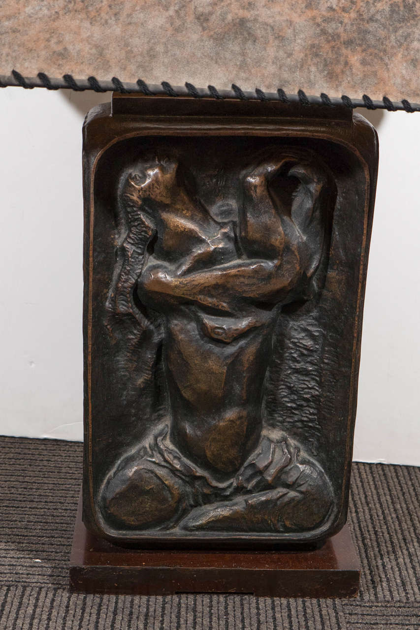 Hugo Robus Modernist Bronze Table Lamp for Silas Snider and Co. at 1stDibs