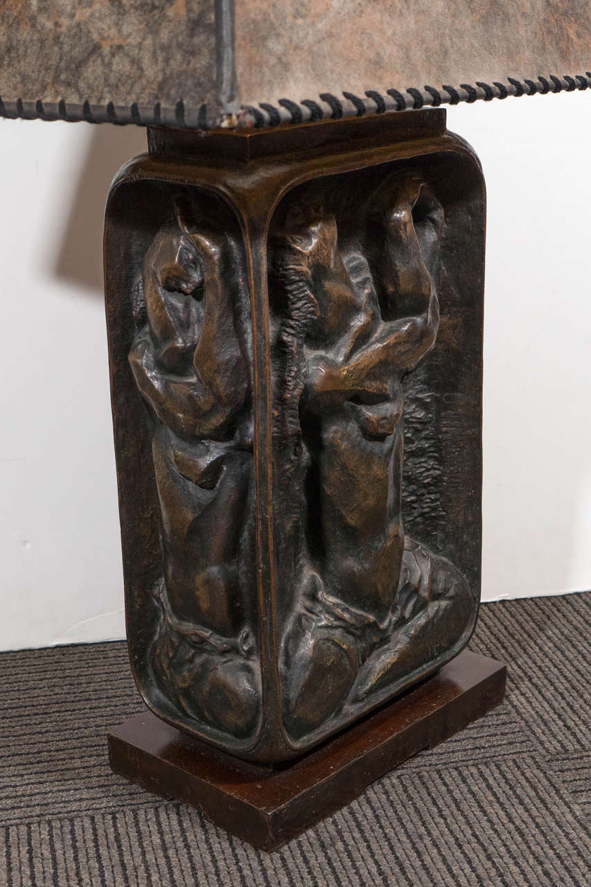 Hugo Robus Modernist Bronze Table Lamp for Silas Snider and Co. at 1stDibs