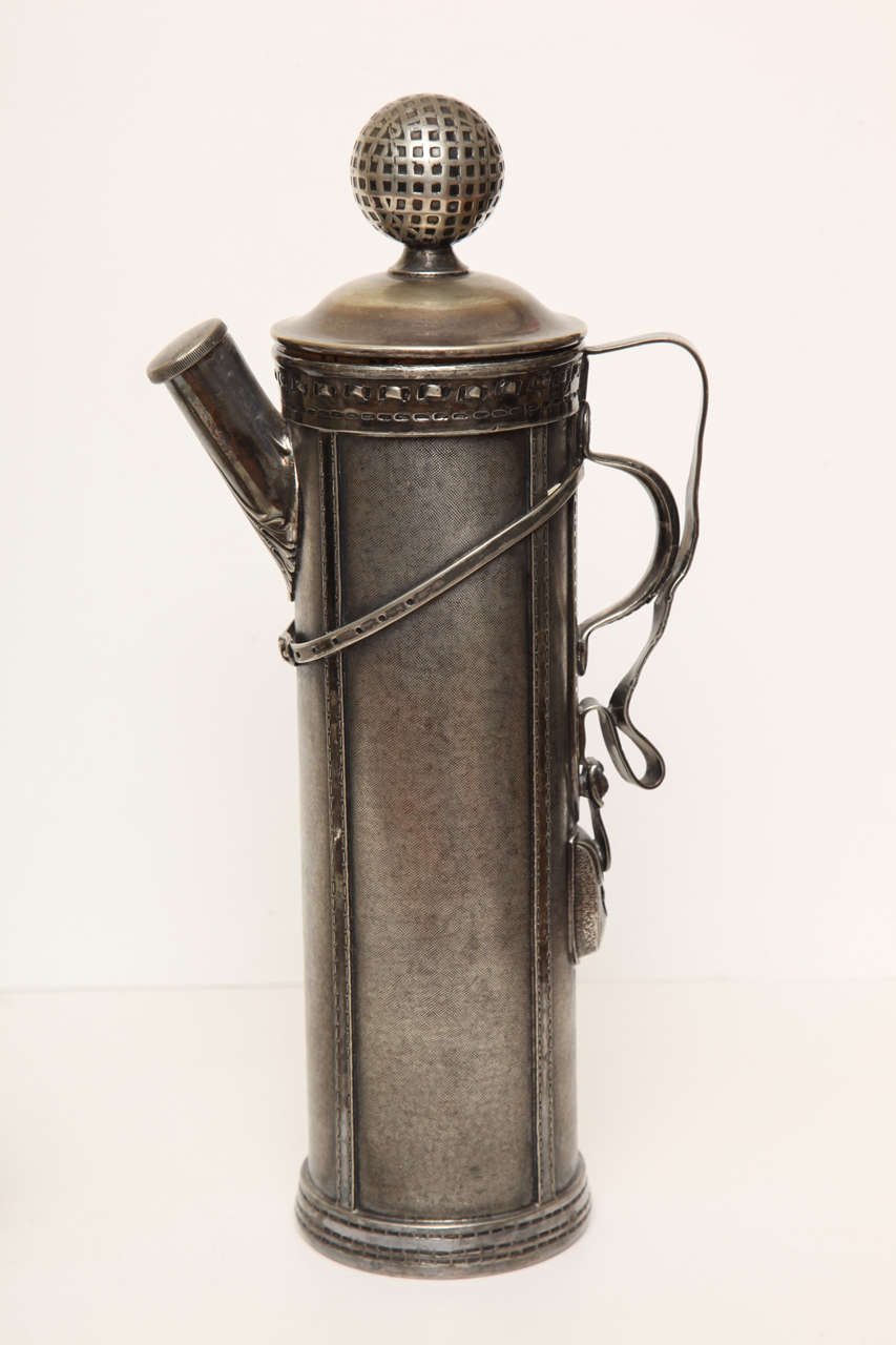 Golf Cocktail Shaker and Matching Golf Bag Cups at 1stDibs
