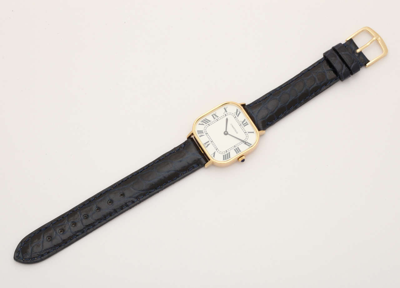 Large Cartier 18k Gold Soft Square Watch at 1stDibs