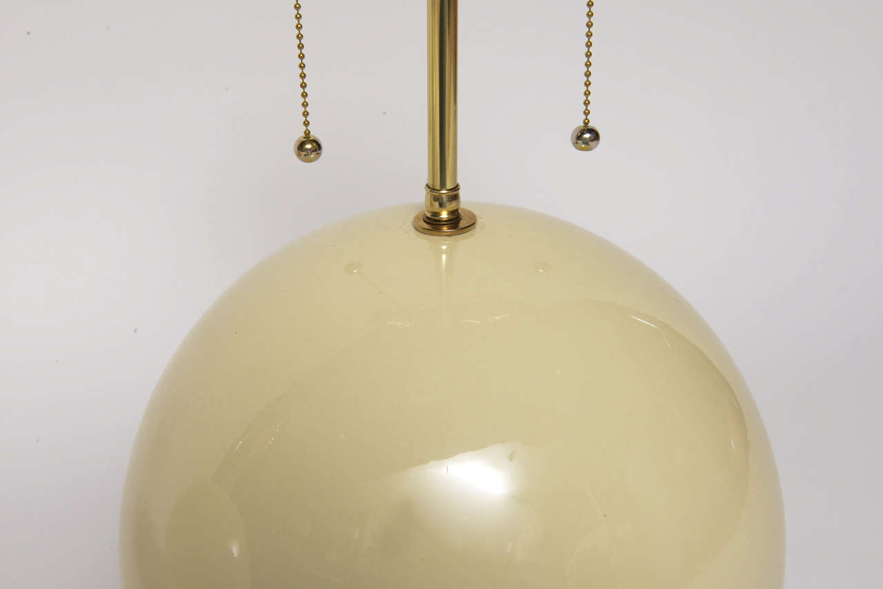 Pair of Beige Ceramic Globe Lamps at 1stDibs