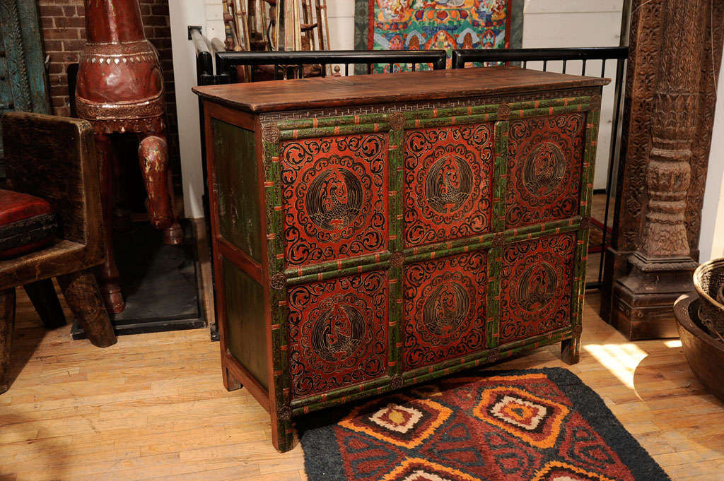 Monastery Chest , Embossed painting, depicting the Phoenix For Sale at ...