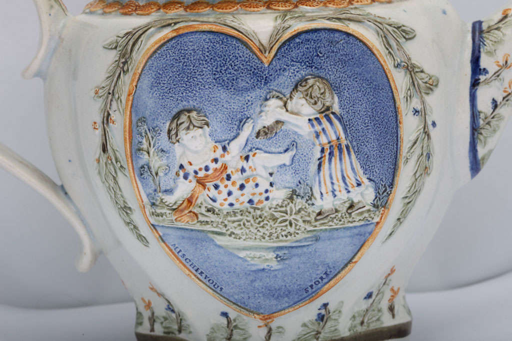 Rare Prattware Sportive Innocence Teapot at 1stDibs